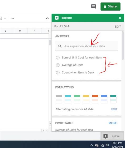 Use The Quick Analysis Button To Average Snoneed