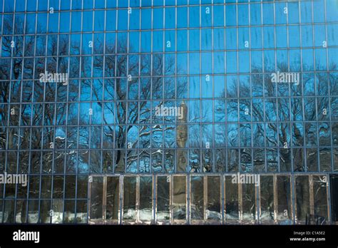 Reflection Of Cleopatras Needle In Central Park In The Glass Wall Of