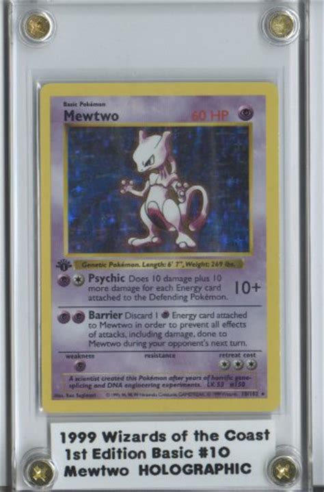 1999 Wizards Of The Coast Pokemon 10 Mewtwo Holographic 1st Edition