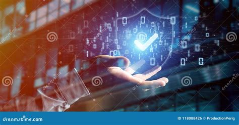 Man Holding A Shield Web Security Concept D Rendering Stock Photo Image Of Lock Safety