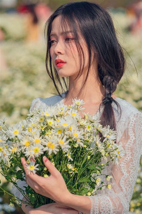 Woman Flowers Chrysanthemums Free Photo On Pixabay Pixabay