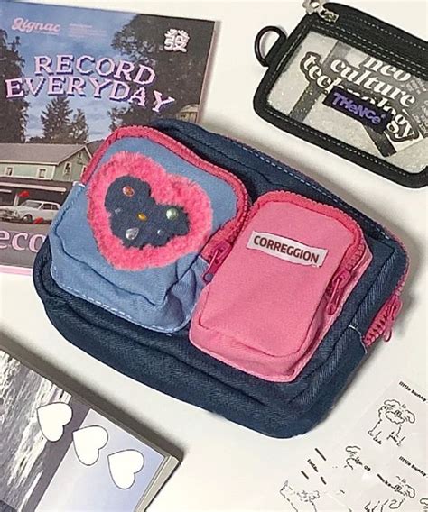 [당일발송] 하트 보석 키치 데님 화장품 수납 파우치 친구 생일선물 커플템 에이블리