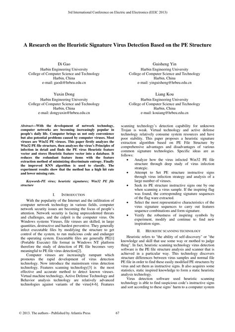Pdf A Research On The Heuristic Signature Virus Detection Based On The Pe Structure