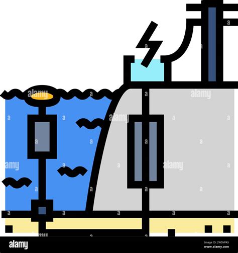 Wave Transmission Tidal Power Color Icon Vector Illustration Stock