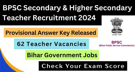 Bpsc Secondary And Higher Secondary Teacher Recruitment 2024 Provisional