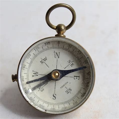 Antique Gilt Metal Cased Pocket Compass Foreign Made Early 20th Century