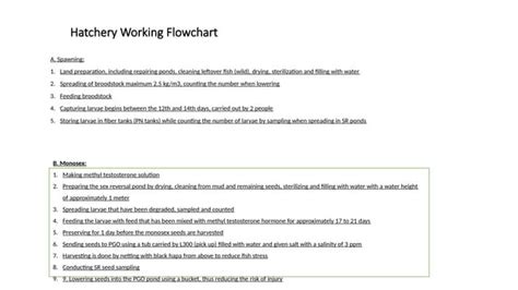 Standart Operating Protocol Hatchery Working Flowchart Pptx