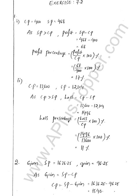 Ml Aggarwal Icse Solutions For Class 8 Maths Chapter 7 Percentage A Plus Topper