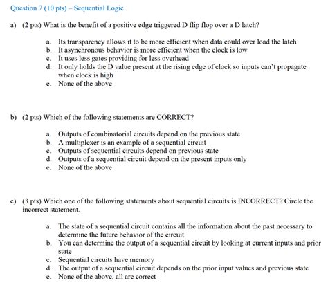 Solved Question 7 10 Pts Sequential Logic A 2 Pts