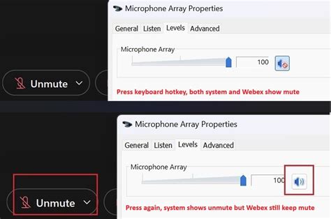 Why I Can Mute Webex Mic Via Keyboard Hotkey But Cant Unmute Cisco Community