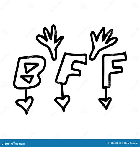 Bff Best Friends Forever Hand Drawn Lettering Abbreviation Stock