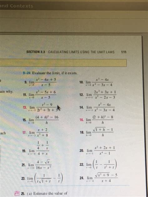 Solved And Contexts Section 23 Calculating Limits Using The