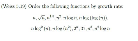 Solved Order The Following Functions By Growth Rate N