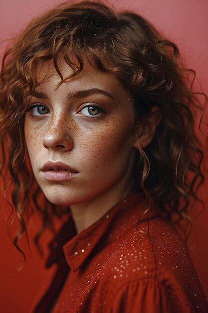 Portrait Of Beautiful Freckled Woman Premium Ai Generated Image