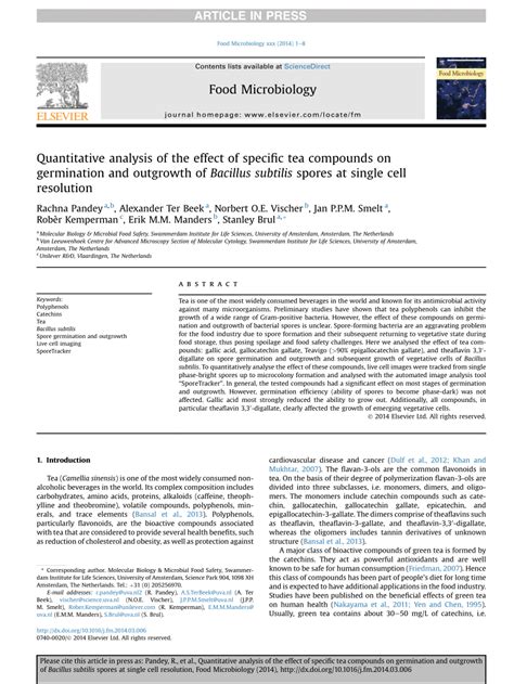 Pdf Quantitative Analysis Of The Effect Of Specific Tea Compounds On Germination And Outgrowth