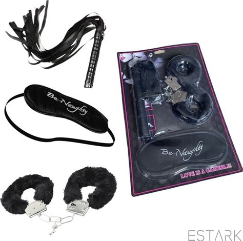 Estark® Bdsm Bondage Set Sm Handboeien Doe Dobbelsteen Zweep Veer Zweepje