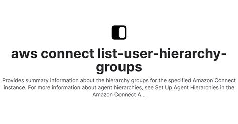 Aws Connect List User Hierarchy Groups Fig