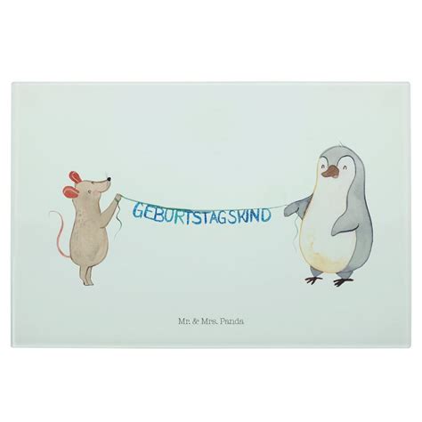 Mr And Mrs Panda Servierbrett Maus Pinguin Geburtstag Weiß