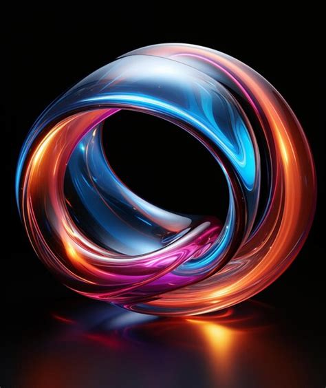 Premium Ai Image Abstract Vibrant Infinity Loop With Dynamic Blue And Orange Swirls On Black