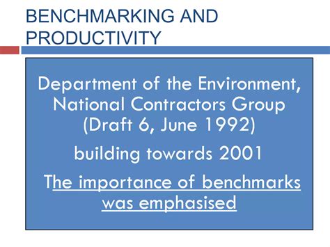 Benchmarking And Productivity Ppt