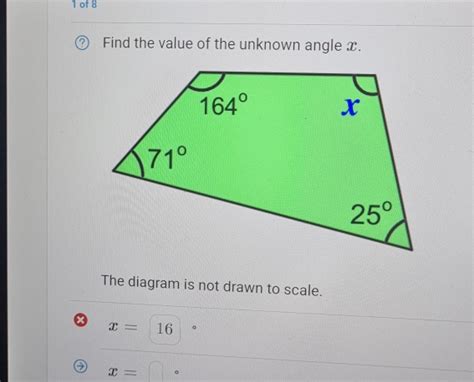 Solved Of Find The Value Of The Unknown Angle X The Diagram Is