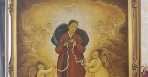 교황에게 선물로 전달된 성화 매듭을 푸는 성모님