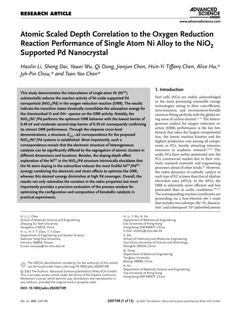 Pdf Atomic Scaled Depth Correlation To The Oxygen Reduction Reaction