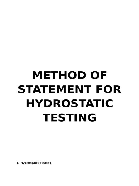 Method Of Statement For Hydrostatic Testing Pdf Valve Pump