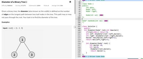 day76 binarytree dsa c diameteroftree recursion problemsolving