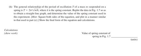 Solved H The General Relationship Of The Period Of