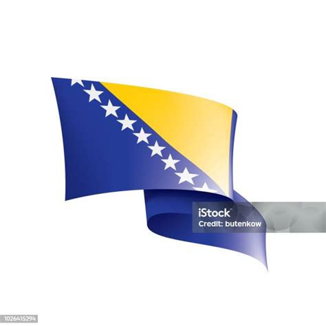 보스니아 헤르체고비나 플래그 흰색 배경 벡터 일러스트 레이 션 0명에 대한 스톡 벡터 아트 및 기타 이미지 0명 3차원 형태 국기 Istock