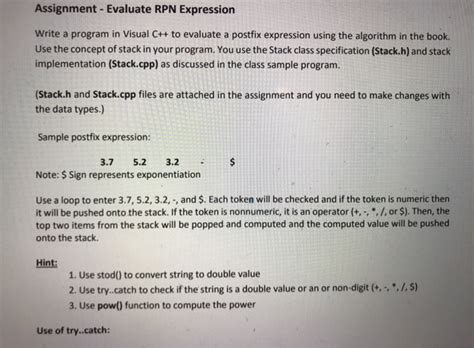 solved assignment evaluate rpn expression write a program