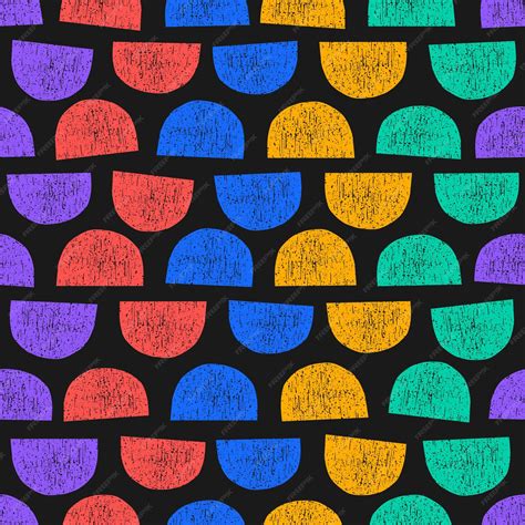 Premium Vector Black Seamless Pattern With Boho Textured Semicircle