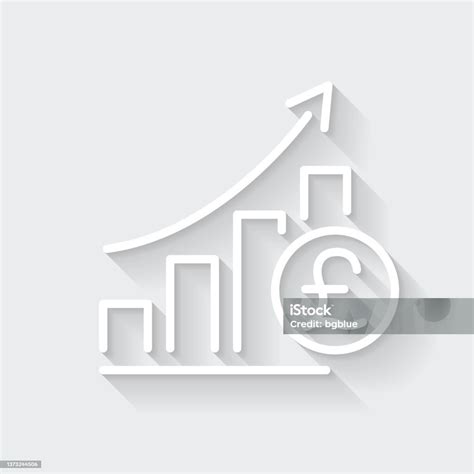파운드비율 증가 차트 빈 배경에 긴 그림자아이콘 플랫 디자인 3차원 형태에 대한 스톡 벡터 아트 및 기타 이미지 3차원 형태 아이콘 투자 Istock