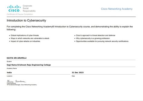 Kavya Sri Arumilli On Linkedin Cybersecurity Cisco