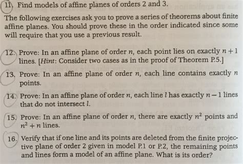 Solved Find Models Of Affine Planes Of Orders 2 And 3 The