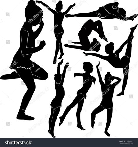 Set Silhouettes Girl Gymnast Athlete Isolated Vector De Stock Libre