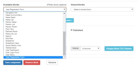 User Registration Form Block Stison