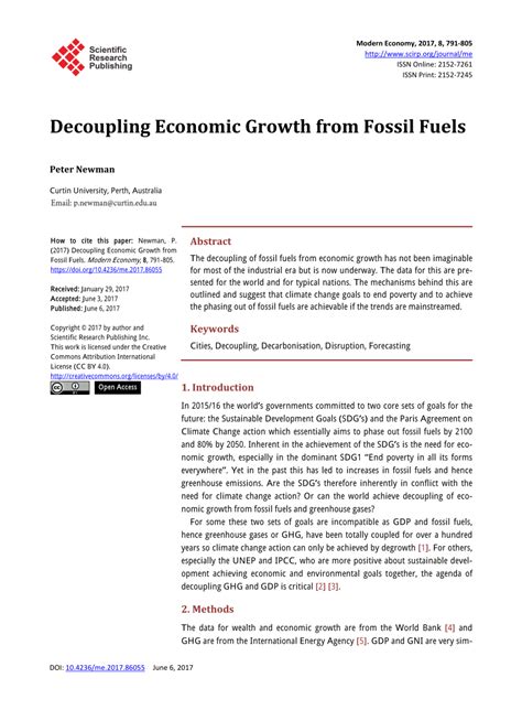 Pdf Decoupling Economic Growth From Fossil Fuels