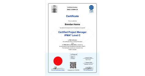 Brendan Hanna Beng Mech Ipma C On Linkedin Ipma® Level C Certification • Brendan Hanna