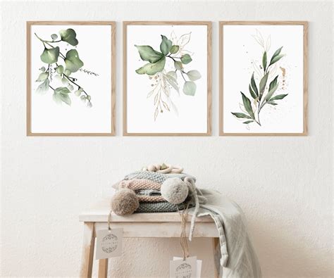 Set Of 6 Printswall Art Decorgreenerywatercolorfarmhouse Etsy