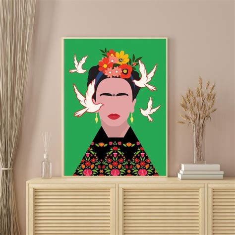 Frida Kahlo Wall Art Print Colorful Frida Posterfrida Kahlo Etsy