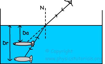 Apparent Depth Real Depth Physics Tutorials