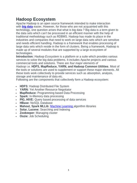 Hadoop Ecosystem Pdf Apache Hadoop Map Reduce