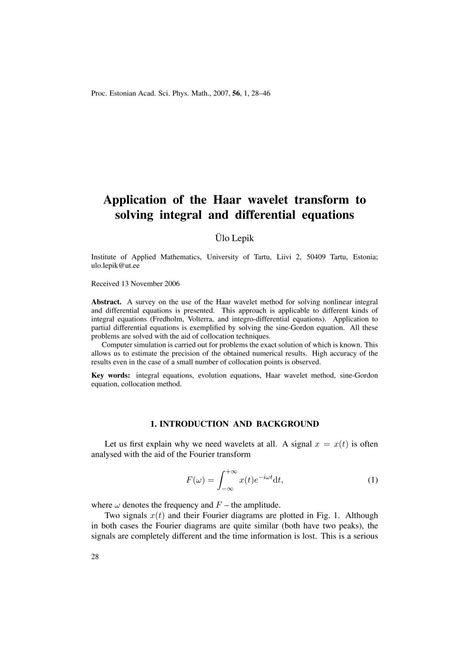 application of the haar wavelet transform to solving integral and