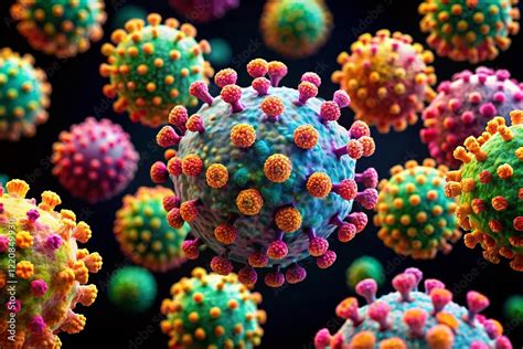 Microscopic Herpes Virus Replication Fast Multiplying Bacteria Cells
