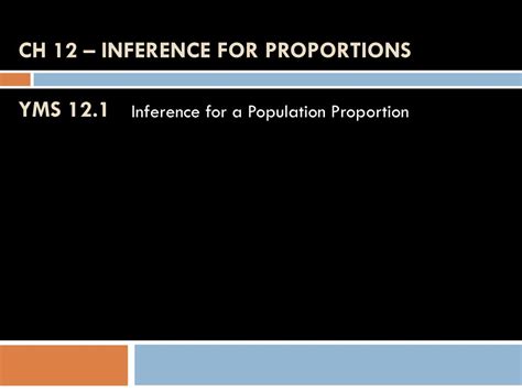 Ppt Ch 12 Inference For Proportions Yms 12 1 Powerpoint Presentation Id 6785997