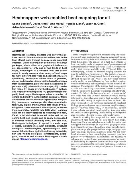 Pdf Heatmapper Web Enabled Heat Mapping For All · Heatmapper Web Enabled Heat Mapping For