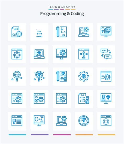 Free Vector Creative Programming And Coding 25 Blue Icon Pack Such As