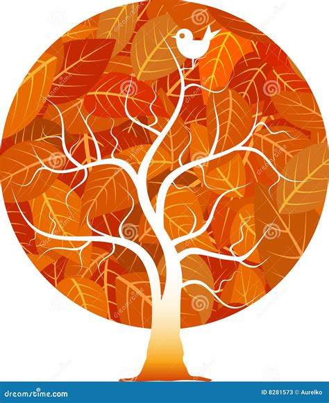 Red Circle Tree Stock Vector Illustration Of Bird Background